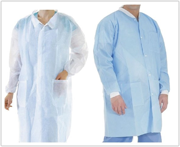 SMS / Pp Disposable Lab Coat Non Woven Kniffed Cuff Surgical Gown For ...